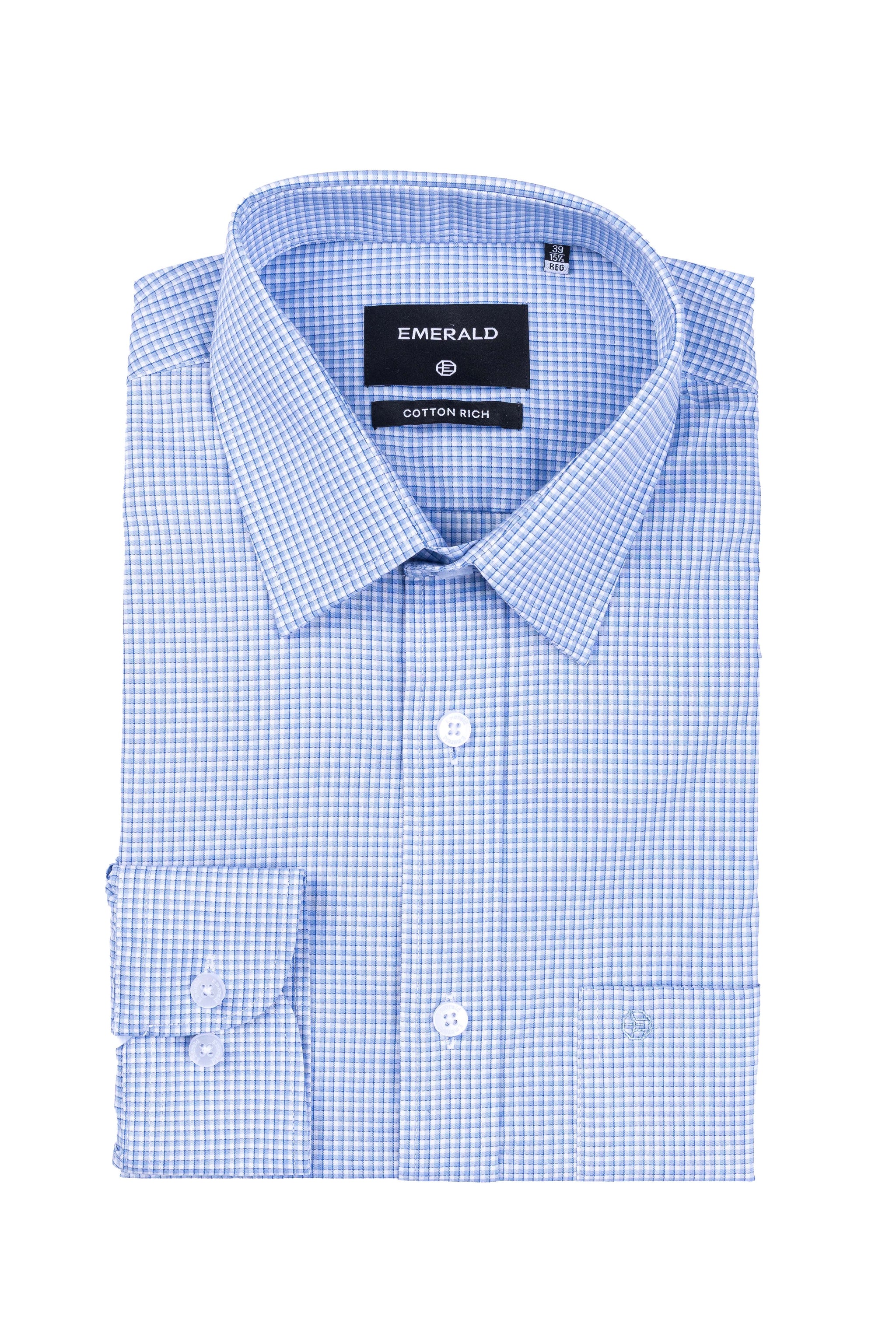 Emerald Formal Checks Regular Fit - Cashmere Blue