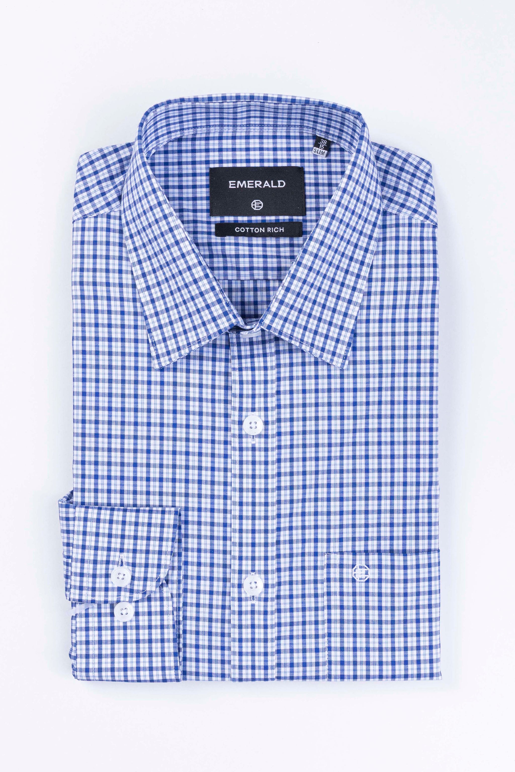 Emerald Formal Checks Slim Fit - Baby Blue