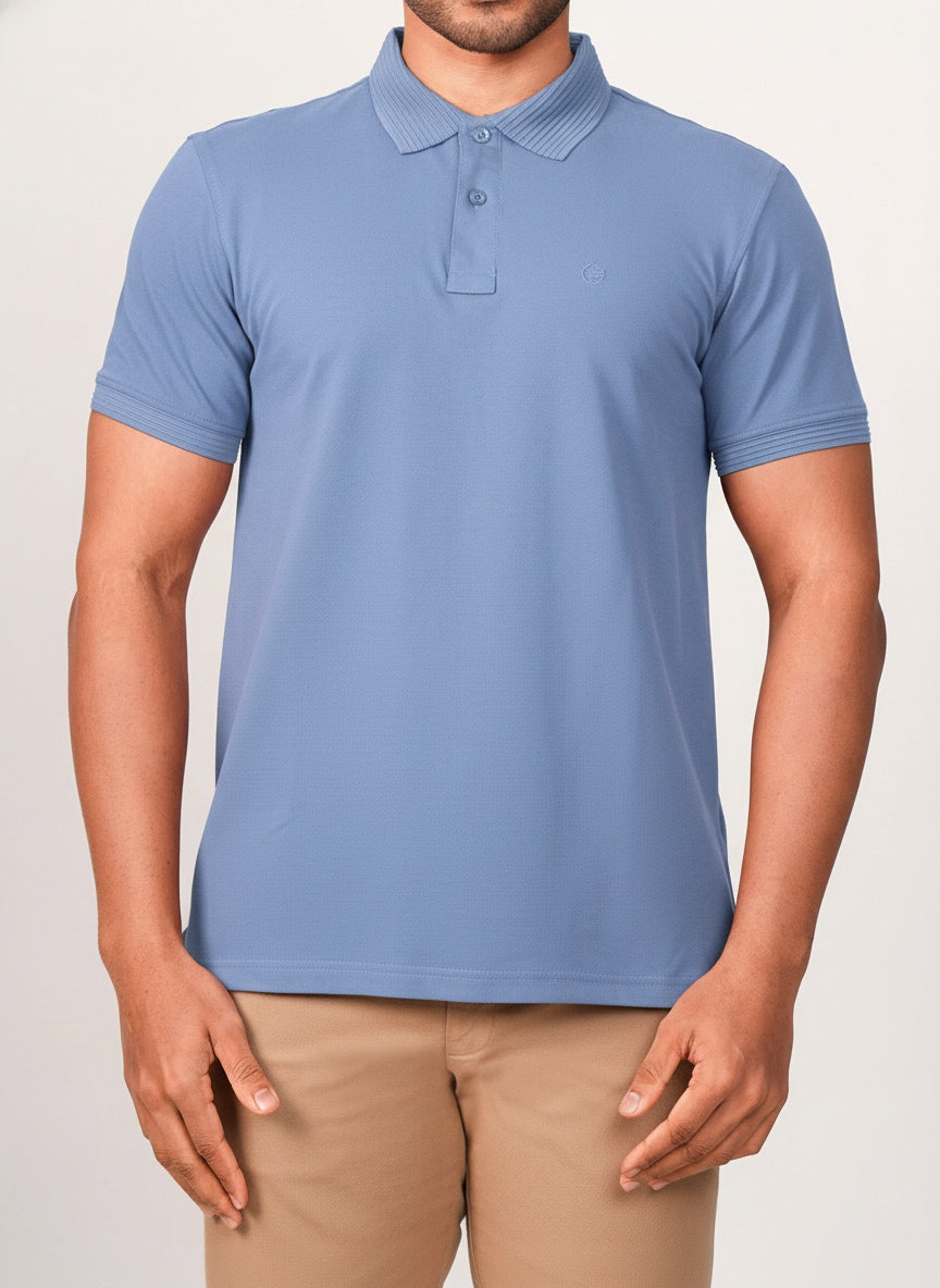 Emerald Polo Plain Slim Fit- BABY BLUE