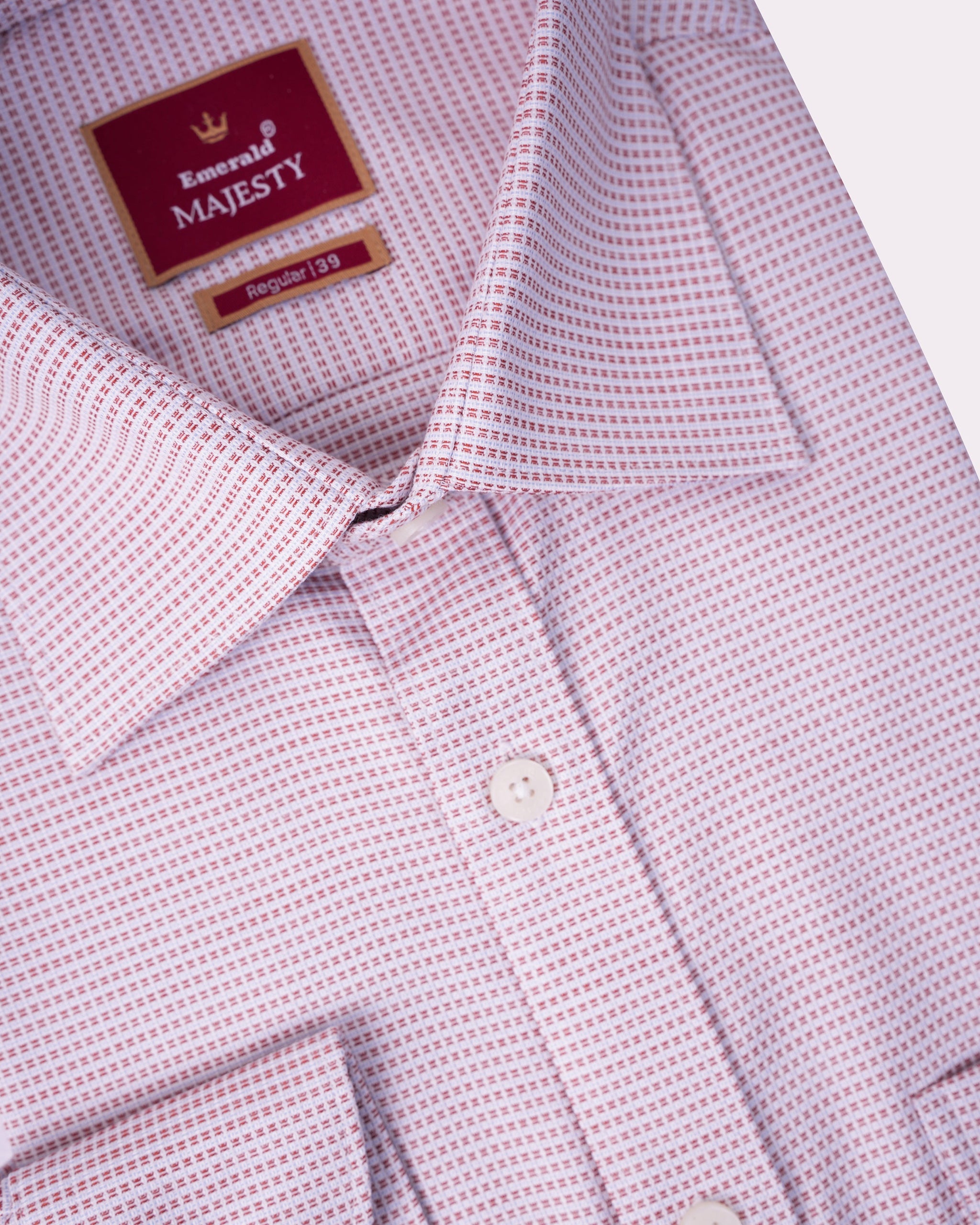 Emerald Majesty Dobby Regular Fit-Red Clay