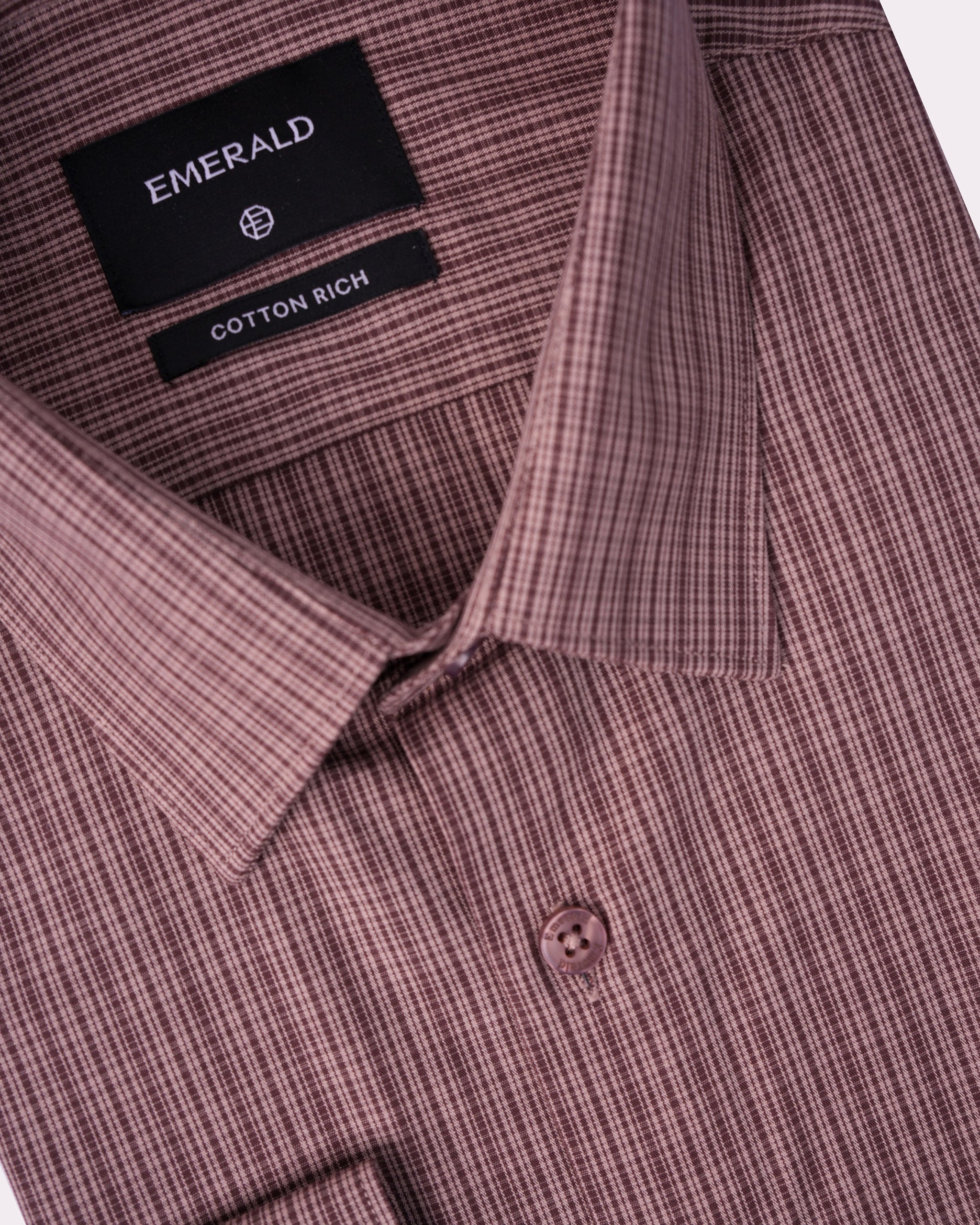 Emerald Formal Checks Slim Fit-Butter Nut