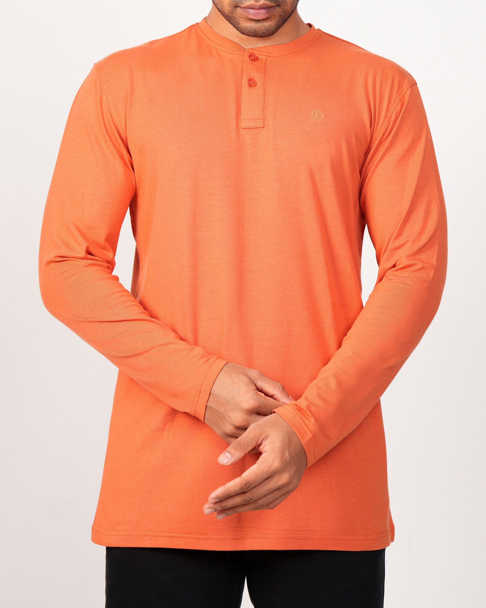 Emerald Henley Plain Slim Fit-Saffron