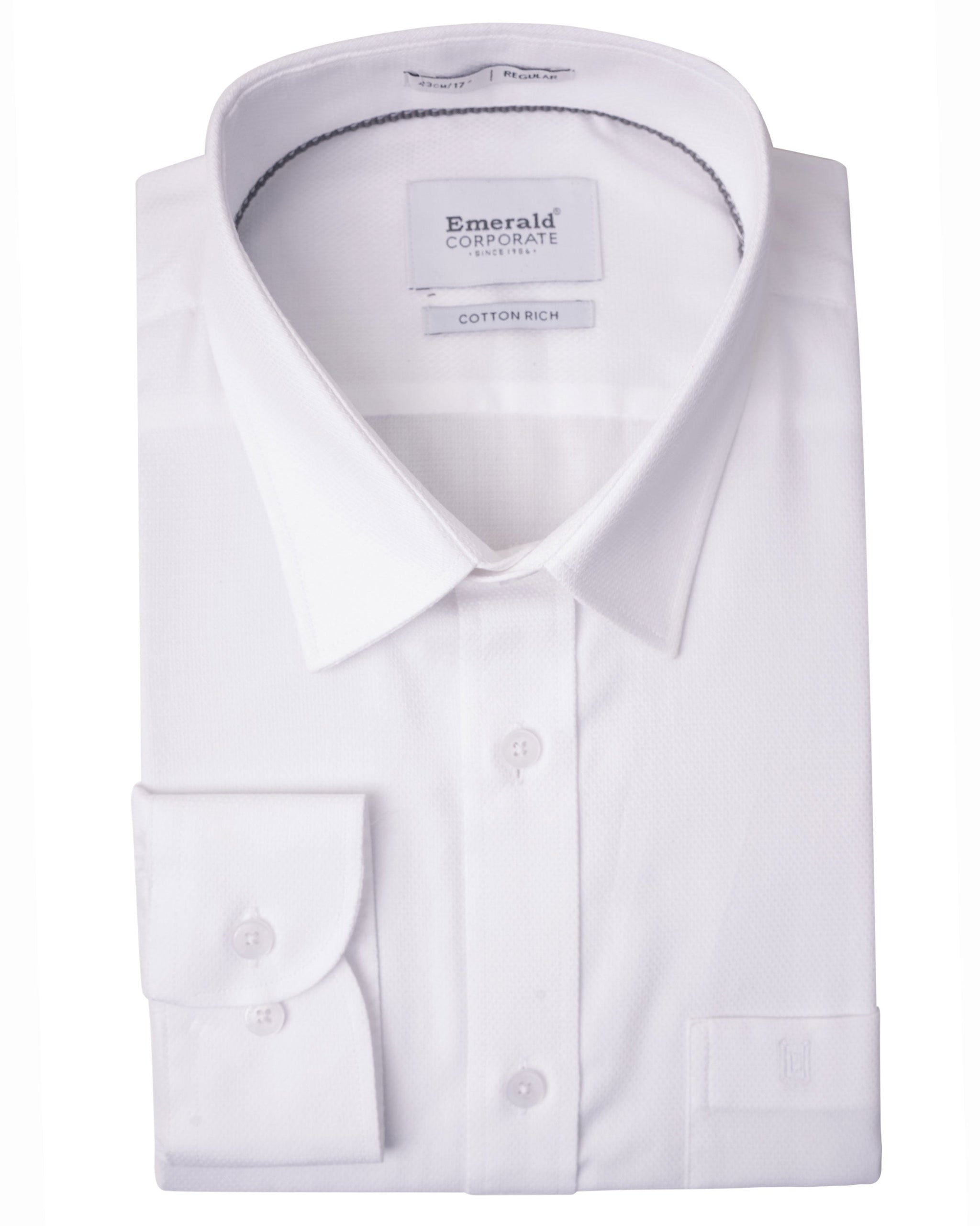 Emerald Corporate Dobby Regular Fit - Snow White